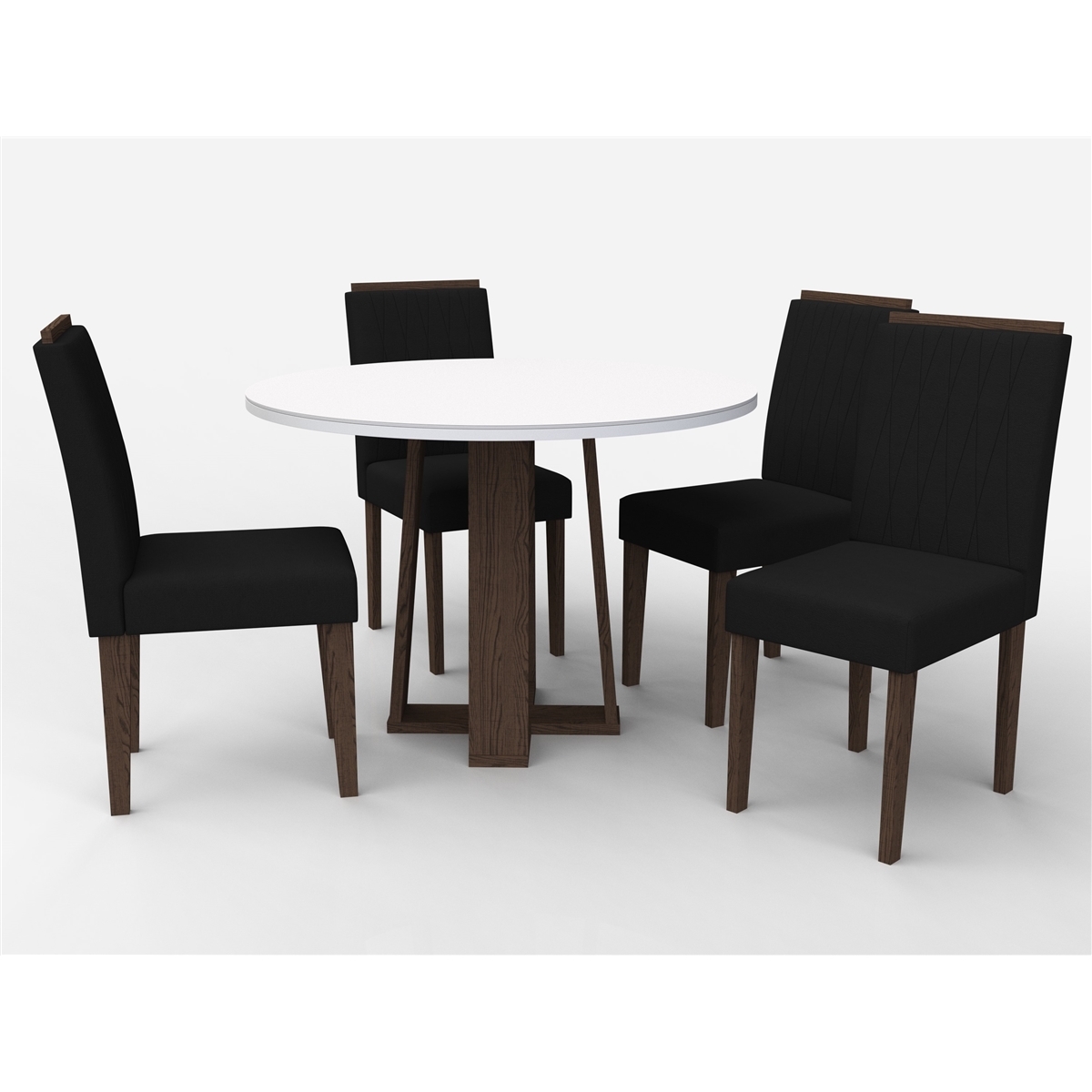 Mesa De Jantar Redonda Isabela Castanho Com 4 Lugares - New Ceval 3730 ...